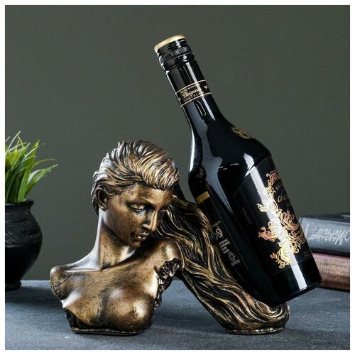 Подставка под бутылку "Девушка с волосами" бронза, 17х22х11см