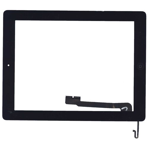 Сенсорное стекло (тачскрин) для iPad 4 черное с кнопкой OEM