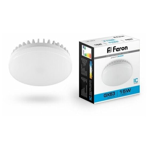 Лампа светодиодная LED 15вт GX53 дневной таблетка (LB-454) | код 25869 | FERON (4шт. в упак.)