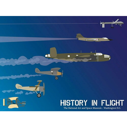 Плакат, постер на бумаге Plane/History in Flight/искусство/арт/абстракция/творчество. Размер 21 х 30 см