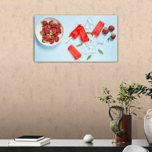 Картина на холсте 60x110 LinxOne "Лед красные Продукты" интерьерная для дома / на стену / на кухню / с подрамником