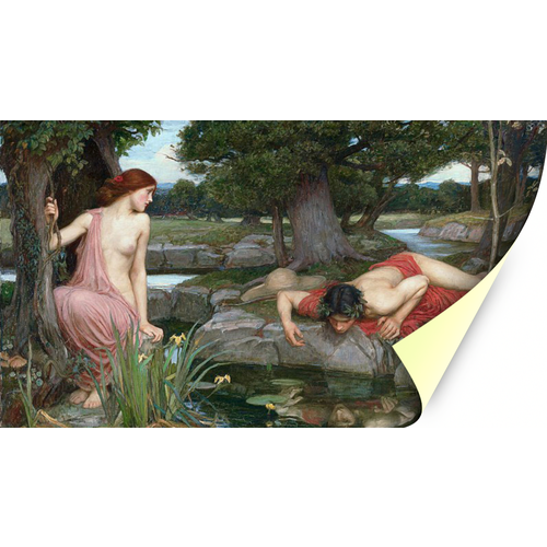 "Эхо и Нарцисс", Уотерхаус, Джон, картина для интерьера (репродукция) (75х43 см / без подрамника)