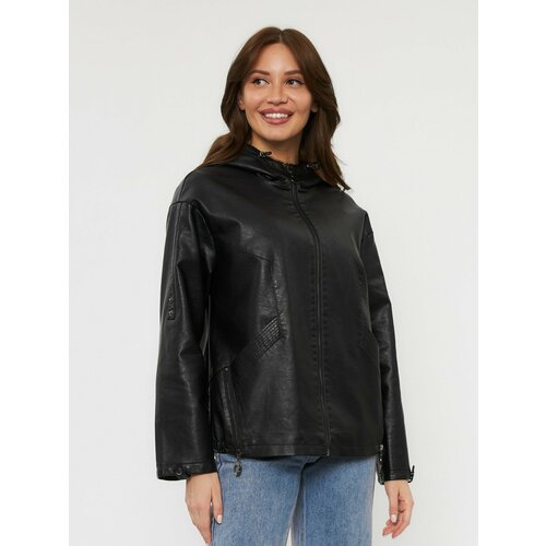 Кожаная куртка LINA REY, размер 58, черный