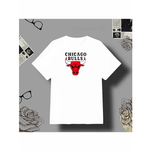 Футболка красный бык chicago bulls, размер 6XL, белый