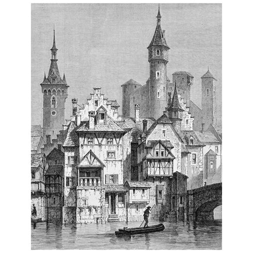 Постер на холсте Дома на берегу канала (Houses on the canal bank) 40см. x 52см.