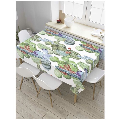 Скатерть прямоугольная JoyArty на кухонный стол "Ряды кактусов" из оксфорда, 120x145 см