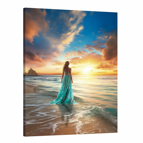 Интерьерная картина 50х70 "Женщина на пляже"