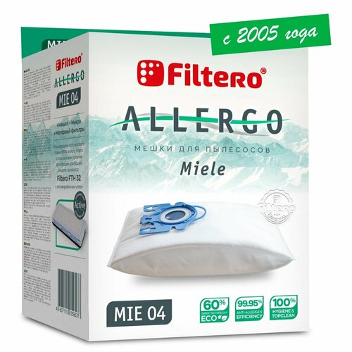 Мешки-пылесборники Filtero MIE 04 Allergo для пылесосов MIELE S/SBA/SGD/SGE/SGF и др, 4 штуки, моторный и микрофильтр