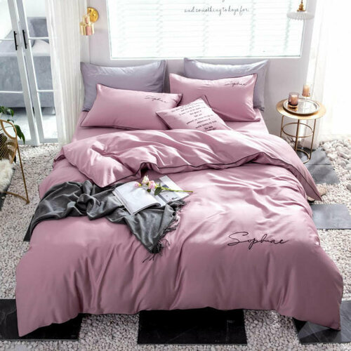Комплект постельного белья Mency Pink 1,5 спальный, Жатка, наволочки 70х70