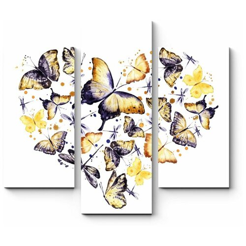 Модульная картина Винтажные бабочки 130x117