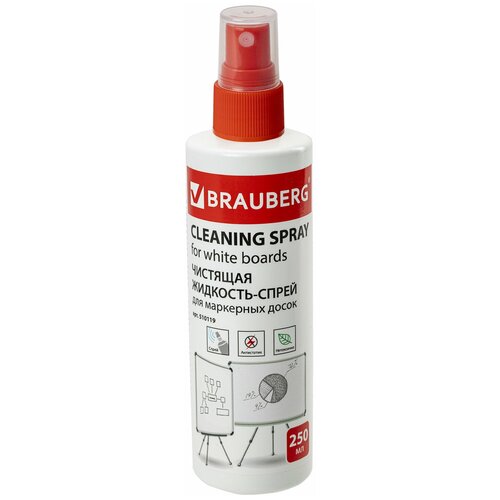 BRAUBERG Чистящая жидкость-спрей для маркерных досок brauberg, 250 мл, 510119, 6 шт.
