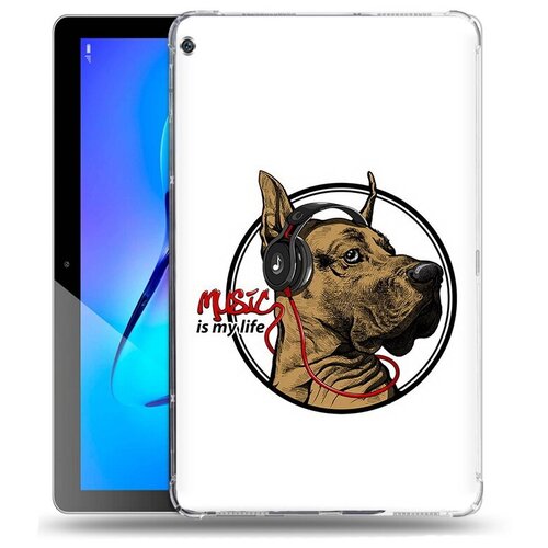 Чехол задняя-панель-накладка-бампер MyPads музыкальная собака для Huawei MediaPad M3 Lite 10 Wi-Fi/ LTE (BAH-AL00/W09) противоударный
