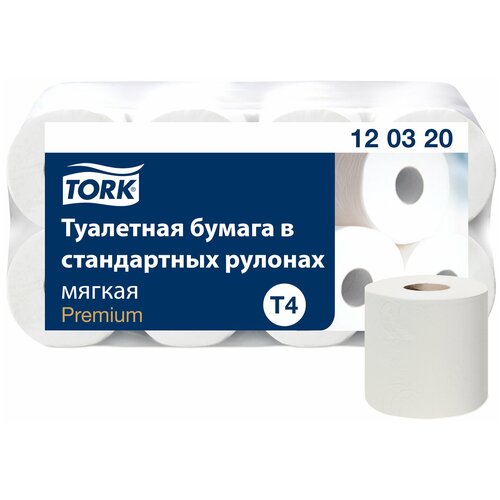 Бумага туалетная TORK PREMIUM, спайка 8 рулонов по 23 метра (Система T4) 2-слойная, белая, 120320