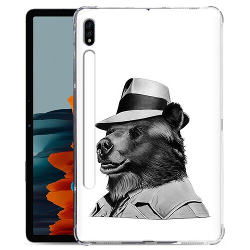 Чехол задняя-панель-накладка-бампер MyPads медведь в шляпе для Samsung Galaxy Tab S7 11 SM-T870/T875 (2020)/Samsung Galaxy Tab S8 (SM-X700N) 2022 противоударный