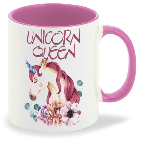 Кружка розовая CoolPodarok Unicorn queen