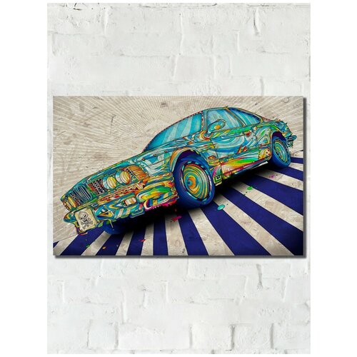 Картина интерьерная на рельефной доске автомобили (красочный бумер) - 7818 Г