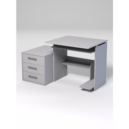 Компьютерный стол "менеджер" №32, Серый 130 x 70 x 75 см (ДхШхВ)