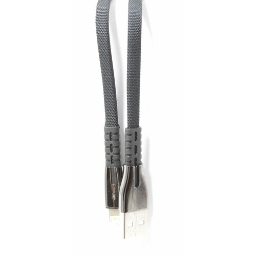 USB Кабель для Apple/iPhone "Oino" M50, плоский, в нейлоновой оплетке, усиленное соединение кабеля с коннектором, индикатор питания,2.4A
