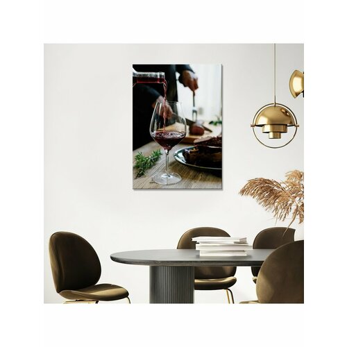 Картина на холсте с подрамником Терпкое красное вино в бокале 60х80