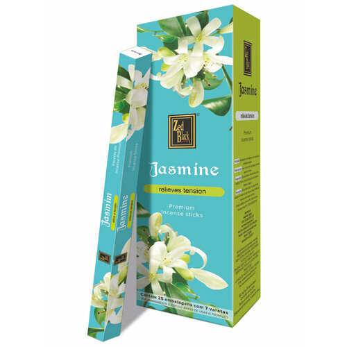 JASMINE fab series Premium Incense Sticks, Zed Black (жасмин премиум благовония палочки, Зед Блэк), уп. 8 палочек.