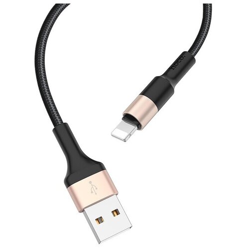 HOCO HC-80183 X26/ USB кабель Lightning/ 1m/ 2A/ Нейлон/ Black&Gold