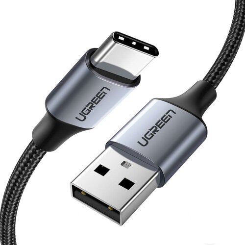 Кабель Ugreen USB A 2.0 - USB C, в оплетке, цвет черный, 2 м (60128)