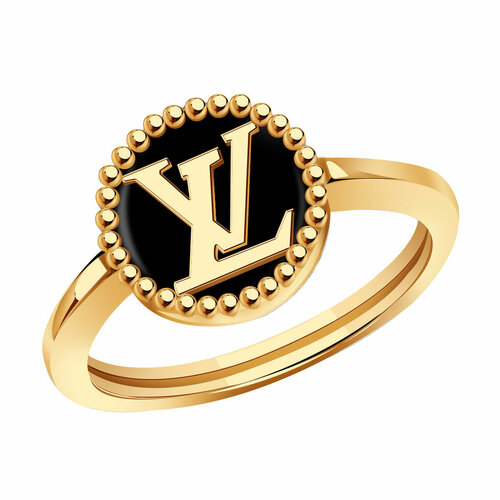 Кольцо Diamant online, красное золото, 585 проба, оникс, размер 18.5, черный