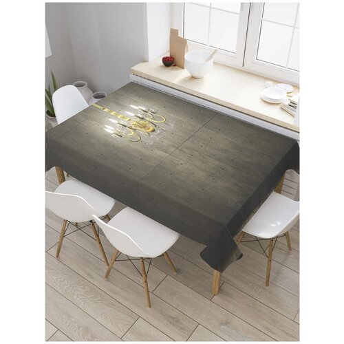 Скатерть прямоугольная JoyArty на кухонный стол "Золотая люстра" из оксфорда, 180x145 см