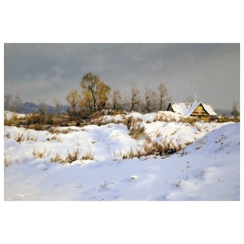Постер на холсте Зимний пейзаж (Winter landscape) №15 75см. x 50см.