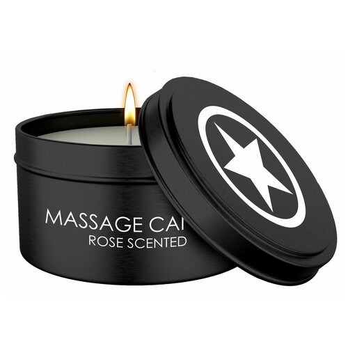 Массажная свеча с ароматом розы Massage Candle, Shots Media BV, воск, черный