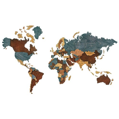 Карта мира, 130х70, см Географическая карта мира/Декорация настенная/Настенная Карта мира 3D из дерева/Rezlazer