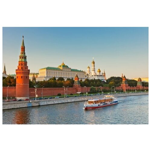 Постер на холсте Пароход на Москве реке (Steamer on the Moscow River) 60см. x 40см.
