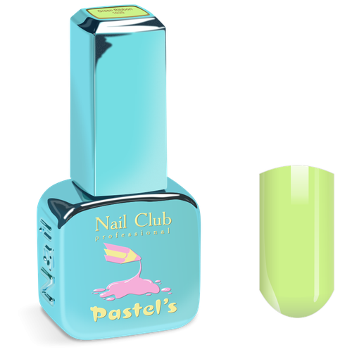 Nail Club professional Эмалевый гель-лак для ногтей с липким слоем PASTEL'S 1029 Green Ribbon, 13 мл.