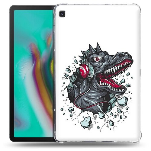 Чехол задняя-панель-накладка-бампер MyPads Нарисованный динозавр в наушниках для Samsung Galaxy Tab S5e 10.5 SM-T720/T725 (2019) противоударный