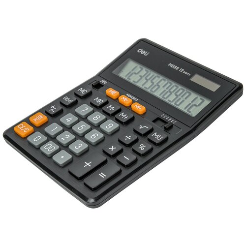 Калькуляторы Deli Калькулятор 12 разр. Deli настольный, черный