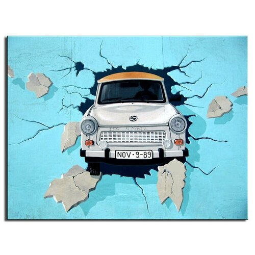 Картина на Стекле - "Авто в стене", размер 50х50 см