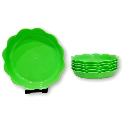 Тарелка / 6 штук / тарелка пластиковая / тарелка для закусок / диаметр 18 см / зеленый