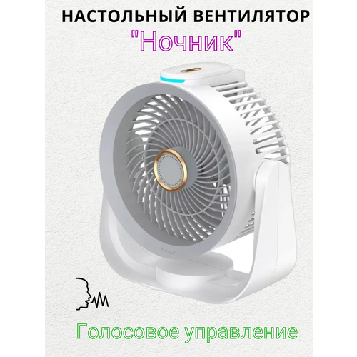 Регулируемый бесшумный портативный настенный вентилятор / ночник с голосовым управлением от Shark-Shop