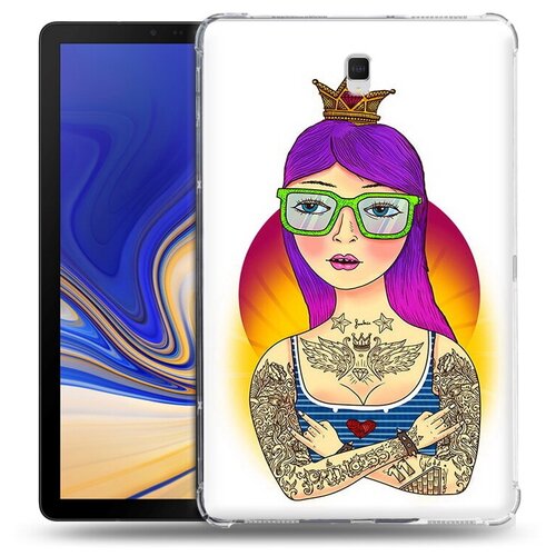 Чехол задняя-панель-накладка-бампер MyPads девушка в татуировках с короной для Samsung Galaxy Tab S4 10.5 SM-T830/T835 противоударный