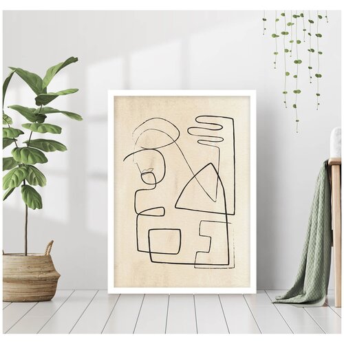 Постер В рамке "Пикассо, абстрактные рисунки" 50 на 70 (белая рама) / Картина для интерьера / Плакат / Постер на стену / Интерьерные картины