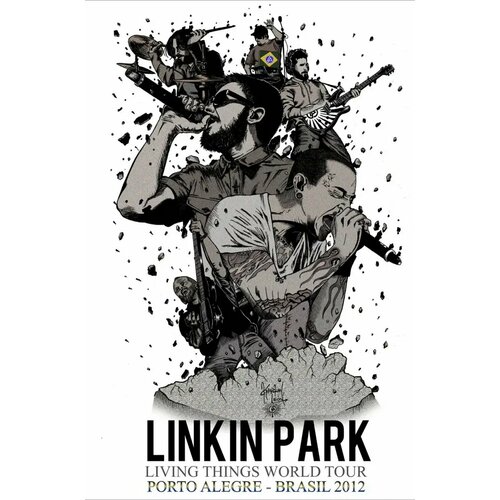 Плакат, постер Linkin Park рок-группа на бумаге, размер 21х30см