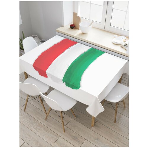 Скатерть прямоугольная JoyArty на кухонный стол "Флаг Венгрии в мазках" из оксфорда, 120x145 см