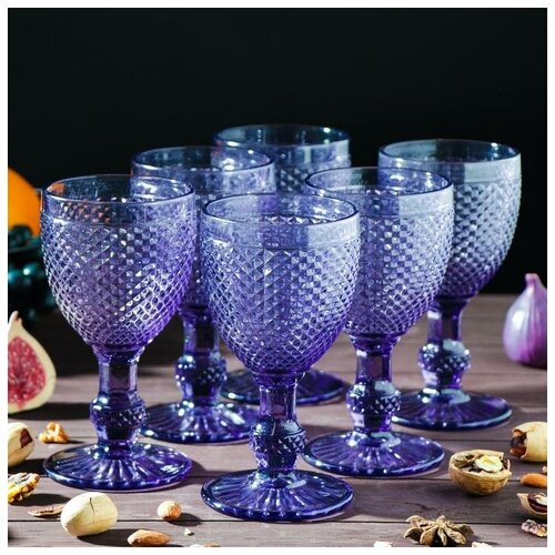 Набор бокалов стеклянных Magistro «Вилеро», 280 мл, 6 шт, 8×16 см, цвет фиолетовый