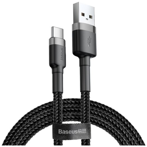 Кабель Baseus Cafule USB-A/USB-C 2A (CATKLF-U/CATKLF-C), 1 шт., черно-серый