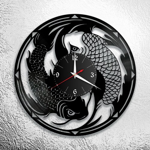 Настенные часы из виниловой пластинки с изображением знака зодиака Рыбы