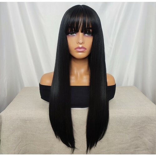WigDream / женский парик чёрный длинный / имитация натуральных волос