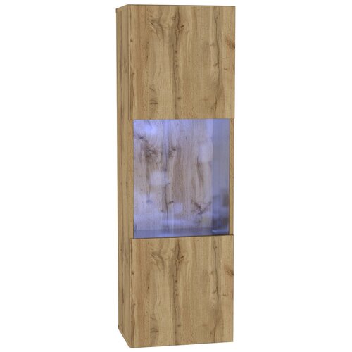 Шкаф-витрина Первый Мебельный Поинт Дуб Вотан / Стекло С блоком питания