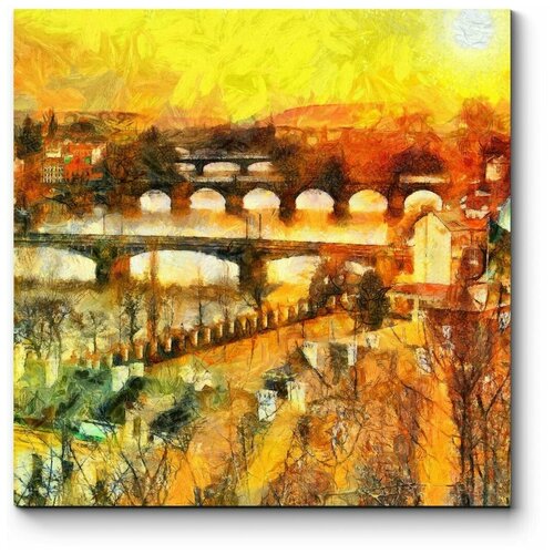 Модульная картина Прага в лучах солнца, масло 60x60