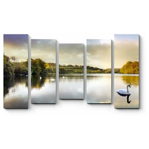 Модульная картина Лебеди в шотландском озере 190x114