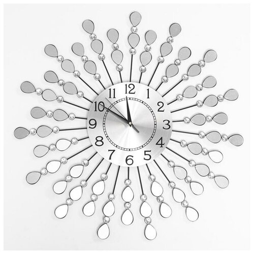 Quartz Часы настенные, серия: Ажур, "Зеркальные лепестки", плавный ход, d-59 см, циферблат 22 см